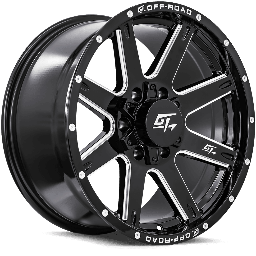 GT Offroad Invasion 18x9 5x127 / 5x139.7 12 78.1 Gloss Black Milled – TheWheelShop.ca