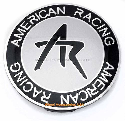 American Racing Cap Black Snap In 62bc Silver American Racing Logo ...