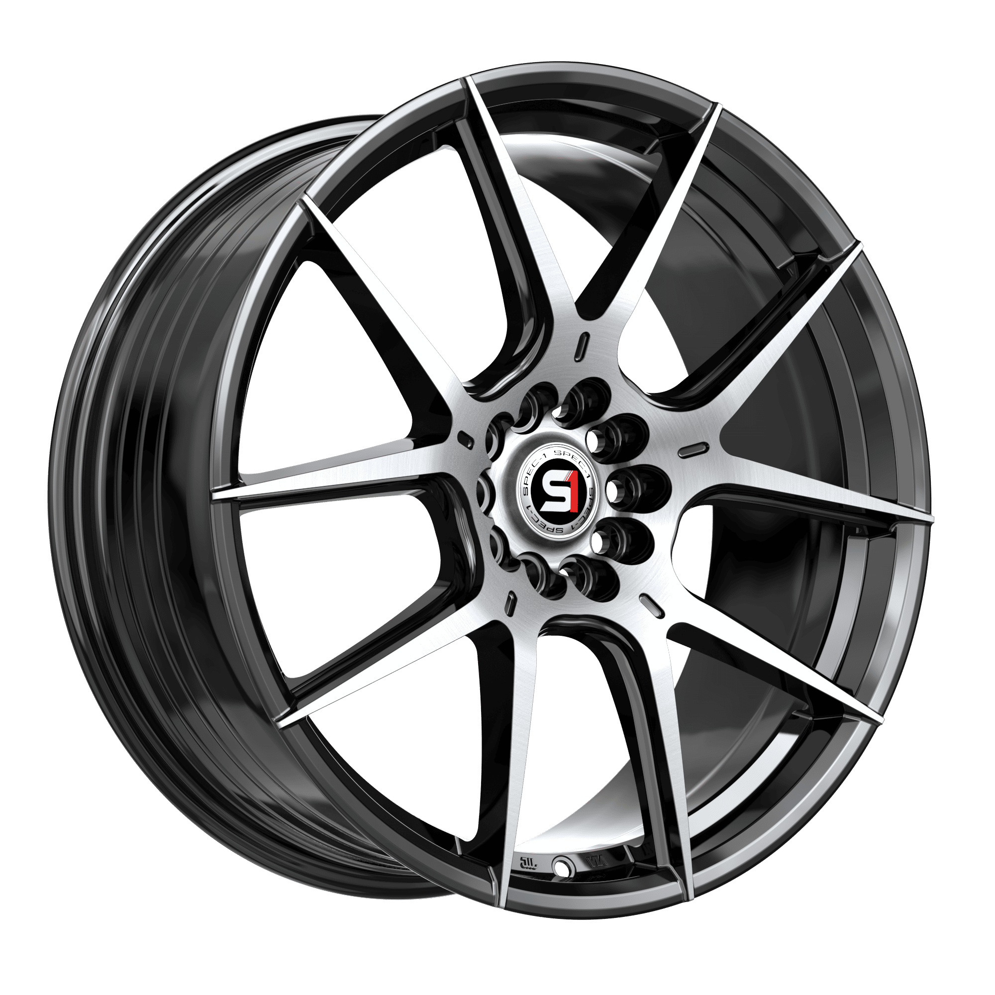 Spec-1 Racing SP-71BM 18x8 5x114.3 / 5x120 38 73.1 Gloss Black Machine ...