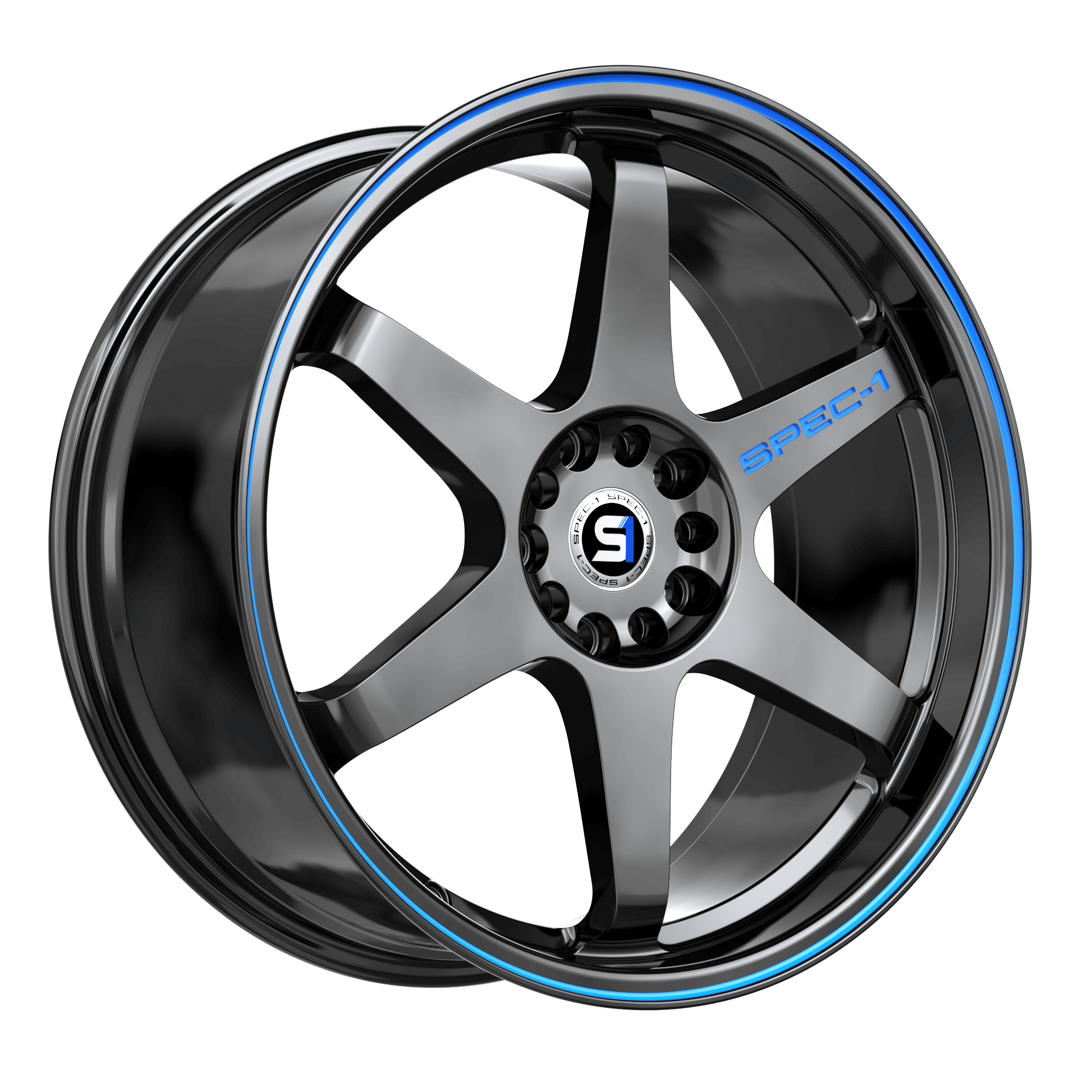 Spec-1 Racing SPT-33GBBL 17x8 5x114.3 / 5x120 38 73.1 Gloss Black / Bl ...