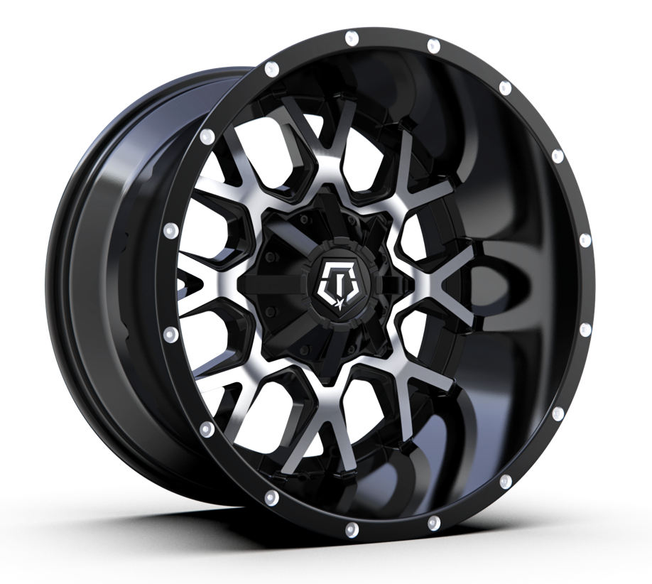 TIS WHEELS 549MB 17X9 -12 6X135 / 6X139.7 GLOSS BLACK MACHINED FACE AN ...