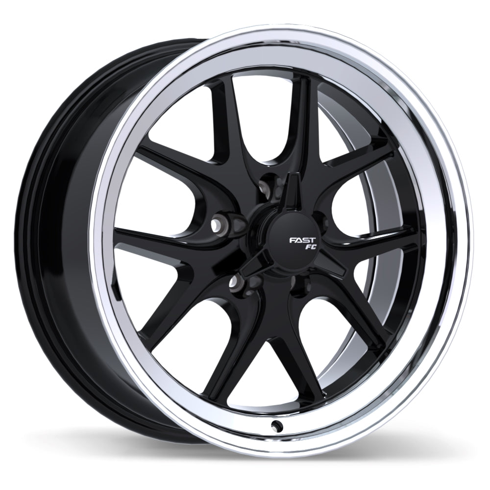 Fast Wheels FC04v 18x8.0 5x115mm +15 71.5 Gloss Black With Machined Li ...