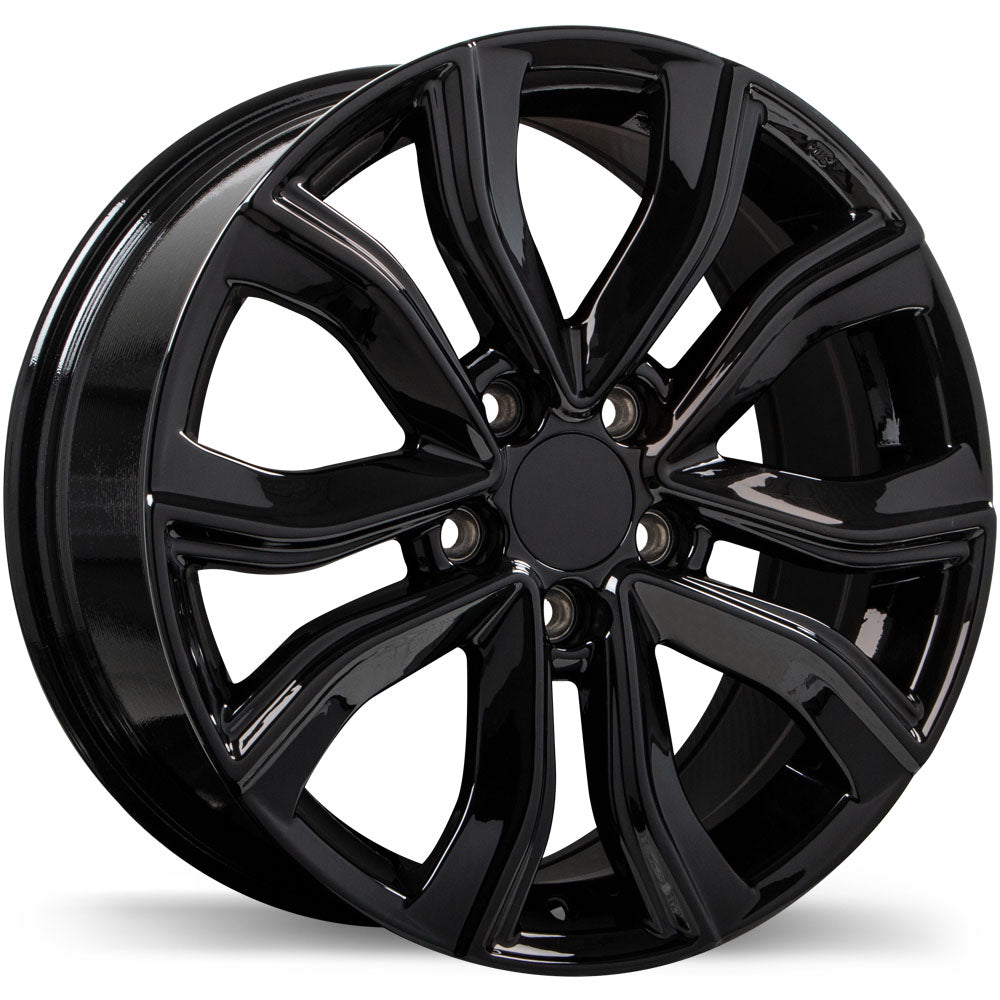 Replika R256 17x7.5 5x114.3mm +45 64.1 Gloss Black – The Wheel Shop CA INC