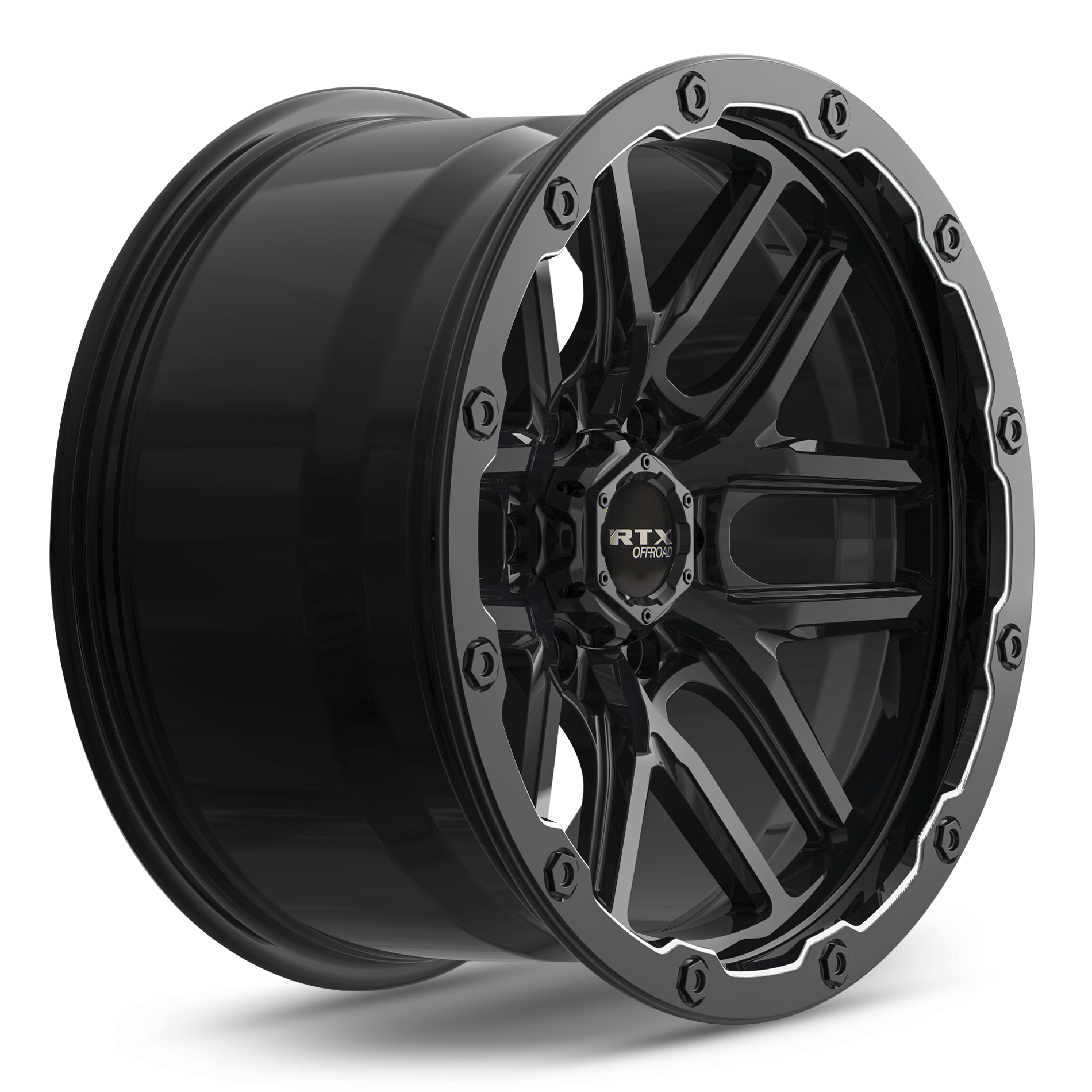 RTX Volcano 18x9.5 6x135 -10 87.1 Gloss Black Milled Edge – The Wheel ...